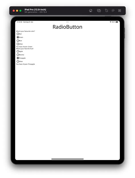 Textcolor Of Radiobutton Seems To Be Always Black For Mac Catalyst Despite Setting It In