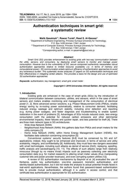 Authentication Techniques In Smart Grid A Systematic Review Pdf