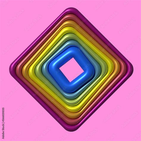Geometric Concentric Multi Color Rounded Rectangle Matrix Vector Illustration Stock Vector