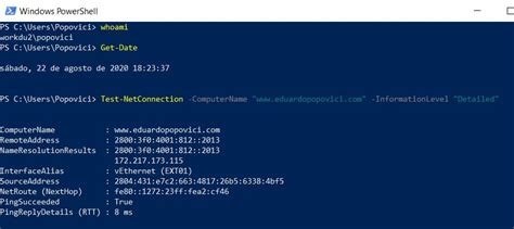 testando conectividade com powershell através do test netconnection