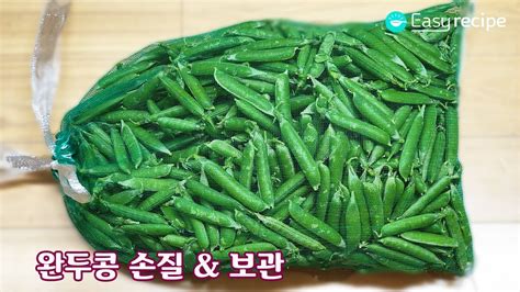 껍질 있는 햇완두 콩 손질해서 오래 보관하는 요령 Youtube
