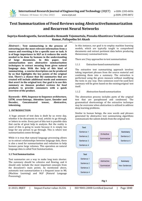 Text Summarization Of Food Reviews Using Abstractivesummarization And