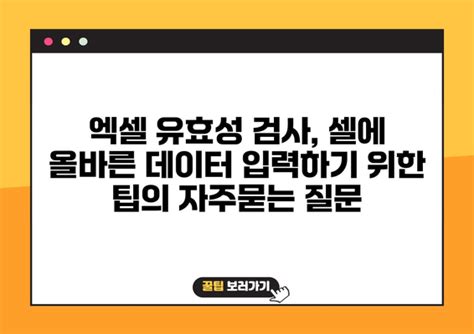 엑셀 유효성 검사 셀에 올바른 데이터 입력하기 위한 팁 엑셀ok