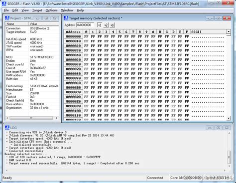 使用jlink v8和st link v2读取stm32f103rct6出厂flash数据 ilink 0x8000000 0x803ffff