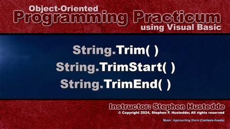 Oop Programming Vb 05g Trim Trimstart Trimend Youtube