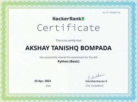 Akshay Tanishq Bompada On Linkedin Achievementunlocked Hackerrank
