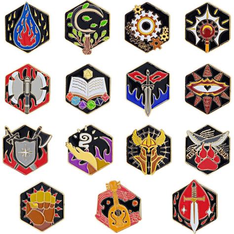 Dnd E Character Class Dm Hard Enamel Pins Set Of Pcs Tabletop Rpg Badges Nerd Gift Or