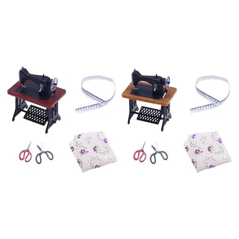 Wooden Dollhouse Miniature Sewing Machine Mini Sewing Machine For