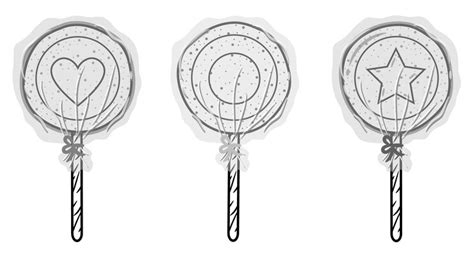 Premium Vector Set Of Korean Dalgona Candy With Wrap And Stick Sketch For Coloring