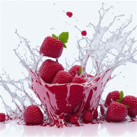 Premium Photo Raspberries In Juice Splash Isolated On A White And