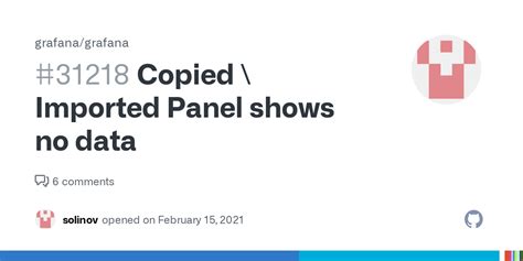 Copied Imported Panel Shows No Data · Issue 31218 · Grafanagrafana · Github