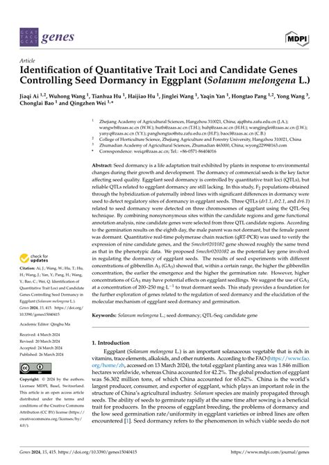 Pdf Identification Of Quantitative Trait Loci And Candidate Genes Controlling Seed Dormancy In