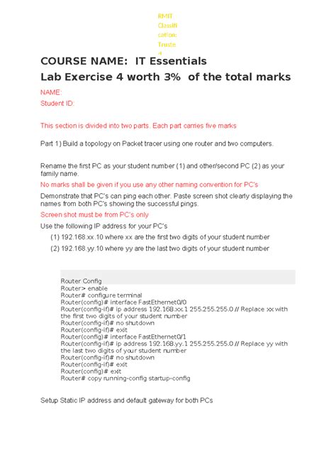 Ite Lab4 2024 9 4 2024a Rmit Classifi Cation Truste D Course Name It Essentials Lab Exercise