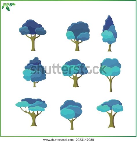 Set Tree Vector Illustrations Flat Design Stock Vector Royalty Free Shutterstock