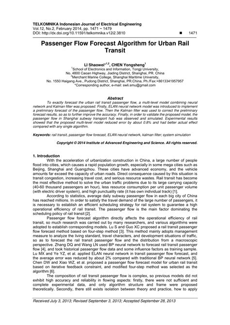 pdf passenger flow forecast algorithm for urban rail transit