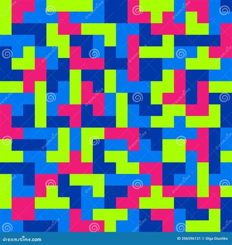 Tetris Pattern In Flat Style Seamless Vector Stock Illustration Illustration Of Decorative