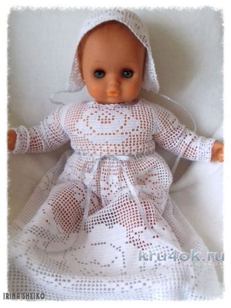 Крестильный комплект для девочки. Работа Ирины Шейко