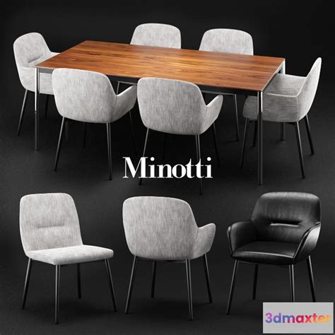 Minotti Flavin Chair And Jorn Table 3dmaxter