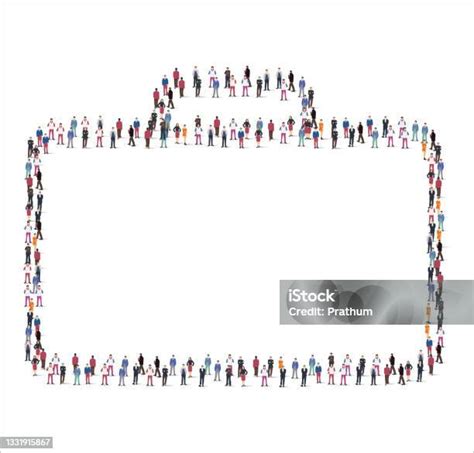 많은 사람들이 평평하게 삽화합니다 흰색 배경에 서류 가방 기호를 형성합니다 벡터 일러스트레이션 그룹 피플 세트 가방에 대한 스톡 벡터 아트 및 기타 이미지 Istock