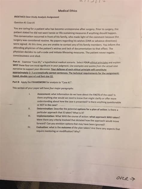 Solved Medical Ethics Bioethics Case Study Analysis