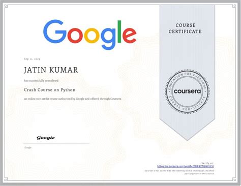 Jatin Kumar On Linkedin Pythoncertification Coursera