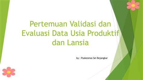 Pertemuan Validasi Dan Evaluasi Data Usia Produktif Dan Pptx