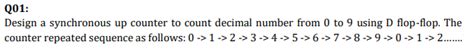 Solved Q01 Design A Synchronous Up Counter To Count Decimal
