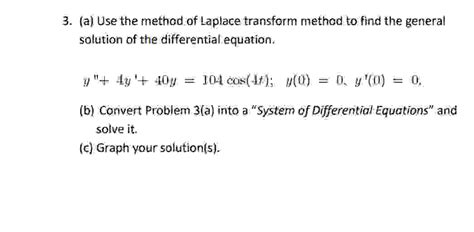 Solved A ﻿use The Method Of Laplace Transform Method To
