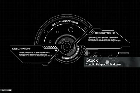 Hud 미래 사이버 펑크 인포 그래픽 패널 웹 앱 Ui 디자인 템플릿에 대 한 배너 기술 인터페이스 가상 현실 화면 프레임 또는 호출 디스플레이 벡터 헤드업 디스플레이