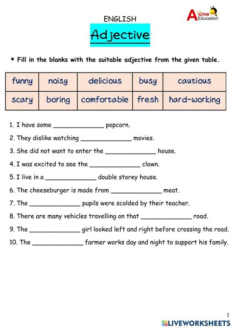 Adjectives Liveworksheets 2896432 Adjective Lesson 2 New Ms20233