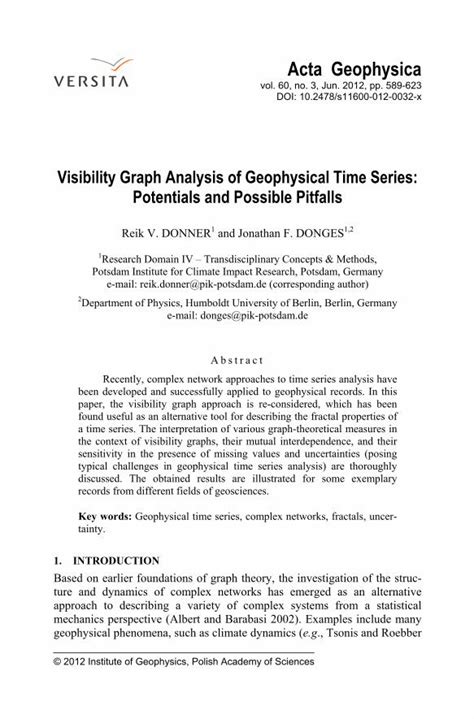 pdf visibility graph analysis of geophysical time series potentials