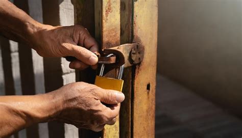 Premium AI Image A Man Opening A Padlock And Removing The Security To Enter Or Leave The Premises