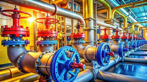 Detailed Photorealistic Composite Of Insulated Oil Gas Pipeline Valves