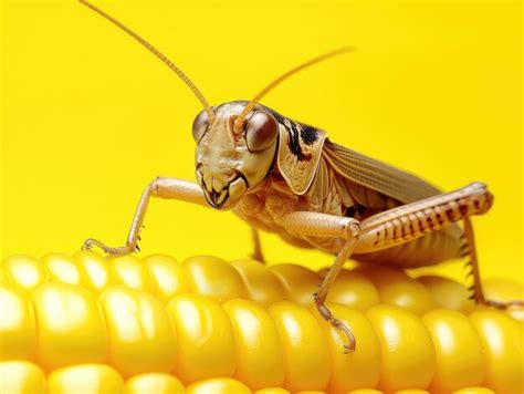 A Grasshopper Sits On Corn The Corn Is Yellow Premium Ai Generated Image