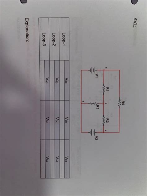 solved kvl r4 r1 b r2 w v1 r3 v2 vad vdb vba loop 1 vab voc