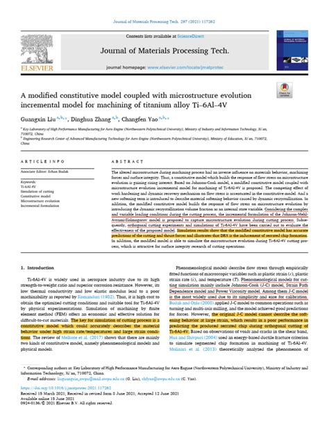 A Modified Constitutive Model Coupled With Microstructure Evolution Incremental Model For