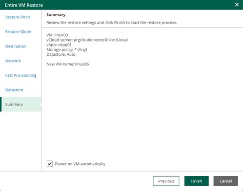 Step 8 Review Restore Settings Veeam Backup Enterprise Manager Guide