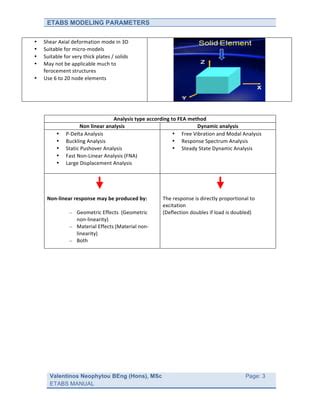 Etabs Modelling Parameters PDF