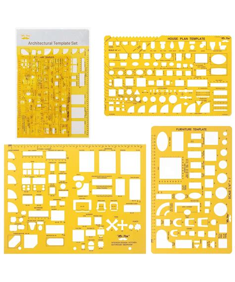 Buy Mr Pen House Plan 3 Pack Orange Interior Design And Furniture Templates Drafting Tools