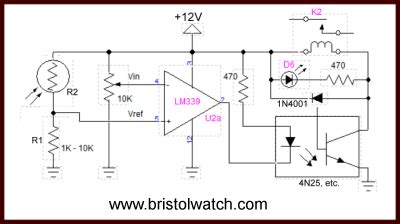 LM Comparator Uses CdS Photocell To Control Night Light Circuit Circuit Diagram Tutorial