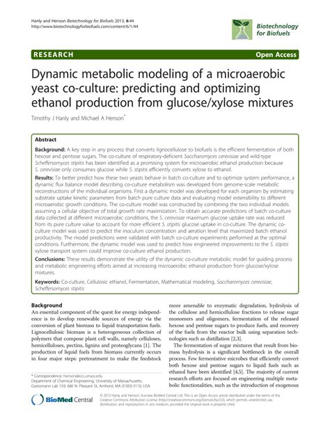 Pdf Dynamic Metabolic Modeling Of A Microaerobic Yeast Co Culture Predicting And Optimizing