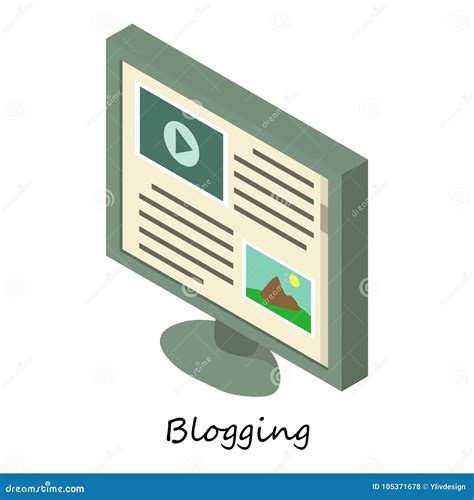 Blogging Icon Isometric 3d Style Stock Vector Illustration Of Network Article 105371678