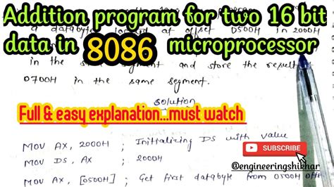 addition program for two 16 bit data in 8086 microprocessor 8086