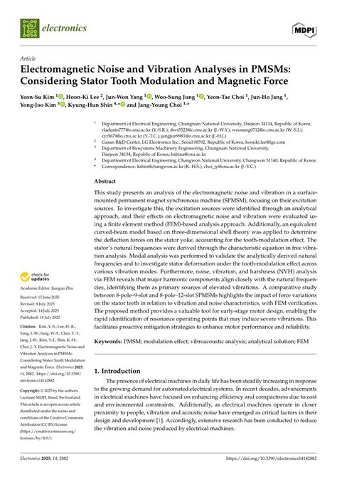Pdf Electromagnetic Noise And Vibration Analyses In Pmsms Considering Stator Tooth Modulation