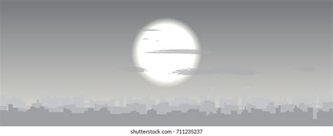 Vector Grey Sky Cityscape Illustration Flat Stock Vector Royalty Free