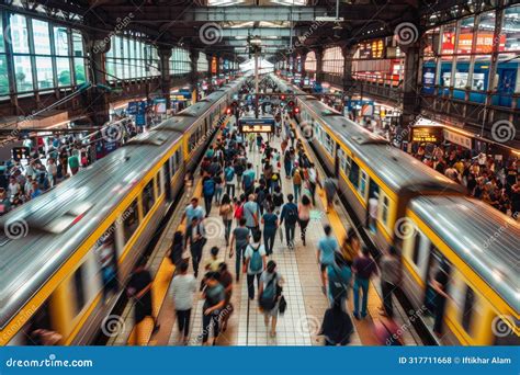 A Crowded Train Station With Numerous People Walking Around In A Rush