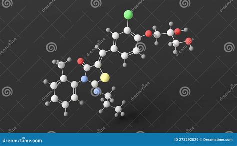 Molecuulstructuur Van Het Ponesimod Molecuul Immuunmodulator Bolletje Van Het 3d Model