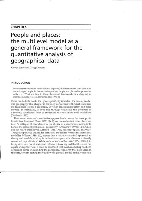 Pdf People And Places The Multilevel Model As A General Framework