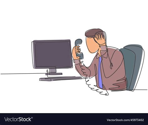 Single Continuous Line Drawing Of Young Angry Vector Image