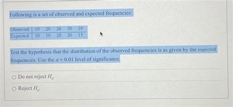 solved following is a set of observed and expected